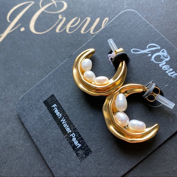 J. Crew | Jewelry | J Crew Nested Fresh Water Pearl Hoop Earrings ...